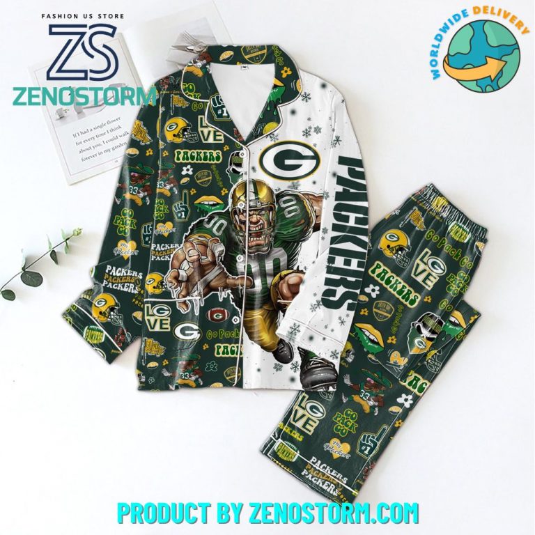 Green Bay Packers NFL Love Football Pajamas Set - Zenostorm