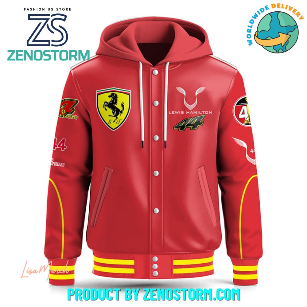 Lewis Hamilton 44 x Scuderia Ferrari 2025 Hooded Baseball Jacket ...